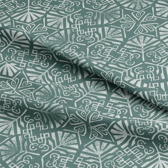 Bikaner Linen Curtain Fabric - Teal - Geometric Design – The Millshop ...
