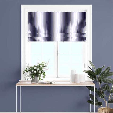 Candy Stripe Cotton Curtain Fabric - Baby Blue | The Millshop Online