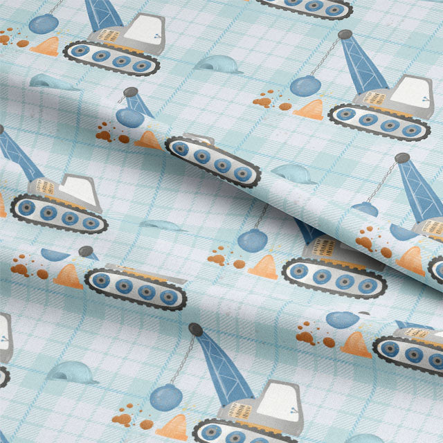 Demolition Ball Blue Cotton Curtain Fabric – The Millshop Online