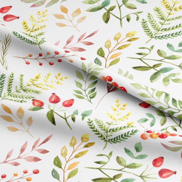 Fern Leaf Cotton Curtain Fabric - Green - The Millshop Online