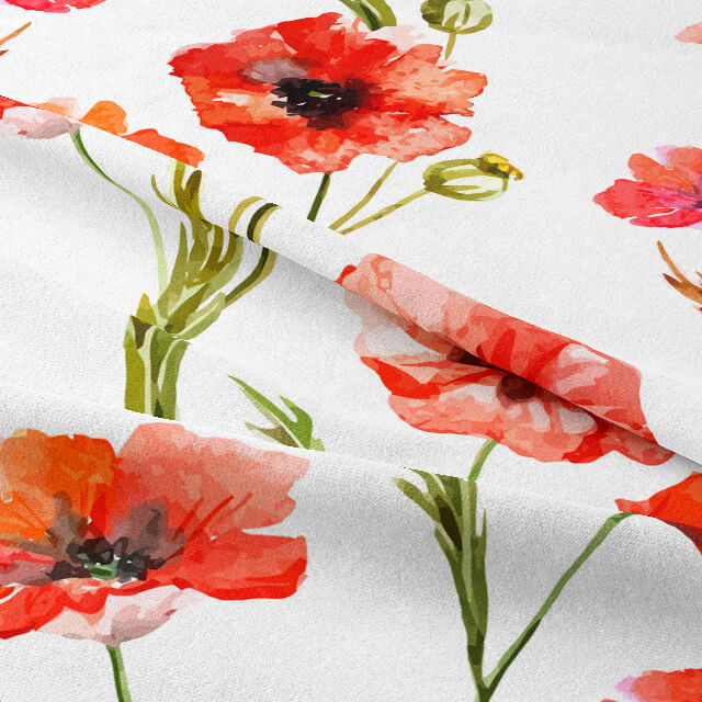 Flanders Linen Curtain Fabric - Red, Poppy Design – The Millshop Online