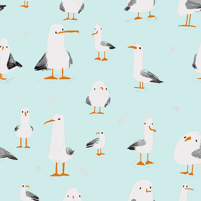 Mouette Cotton Curtain Fabric - Duck Egg Blue Seagull Print – The ...