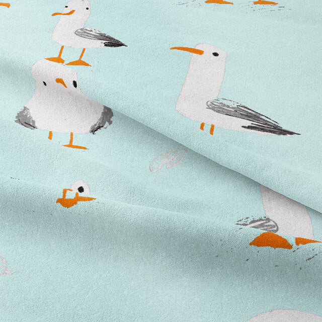Mouette Cotton Curtain Fabric - Duck Egg Blue Seagull Print – The ...