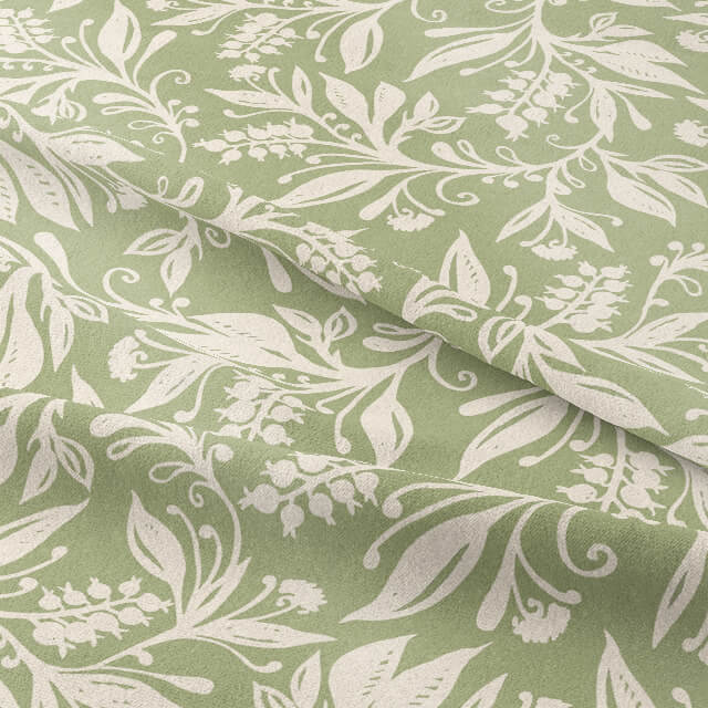 Oxford Leaf Green Linen Curtain Fabric – Leaf Design – The Millshop Online