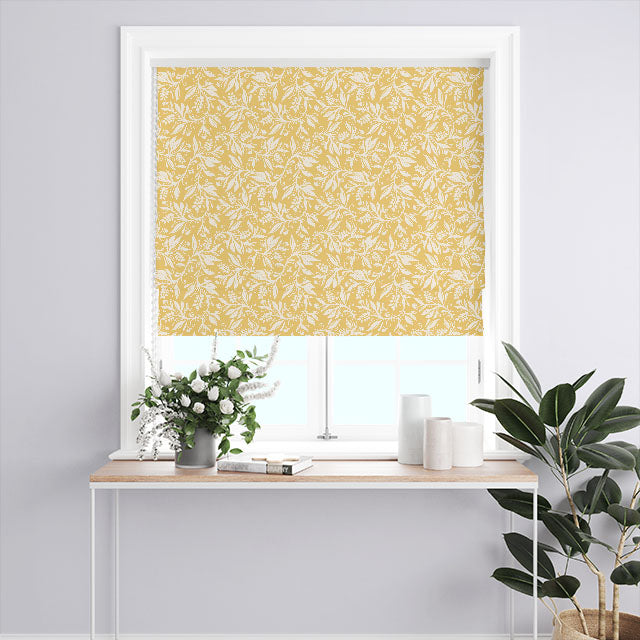 Oxford Leaf Ochre Curtain Fabric – Botanical Yellow Print – The ...