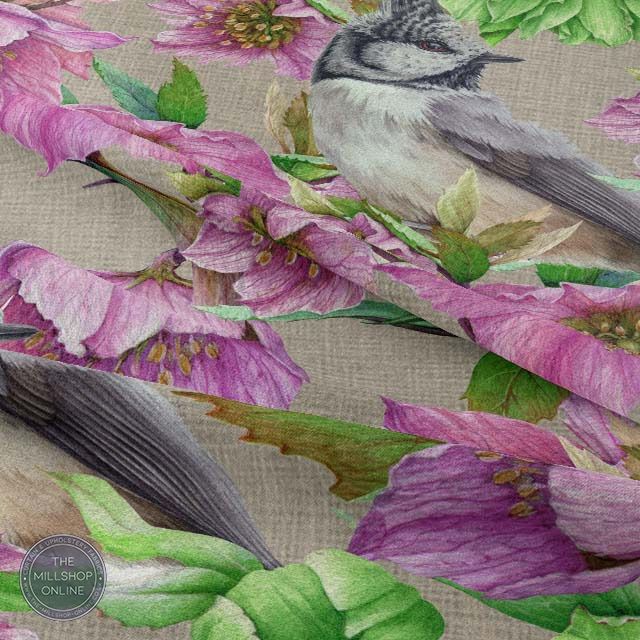 Hellebores Linen Curtain Fabric - Natural – The Millshop Online