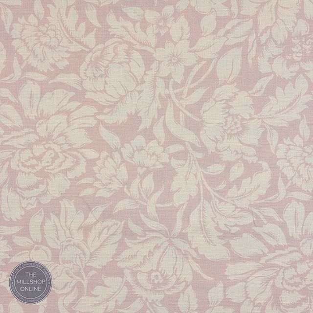 Joelle Linen Curtain Fabric - Dusty Pink - Floral Design – The Millshop ...